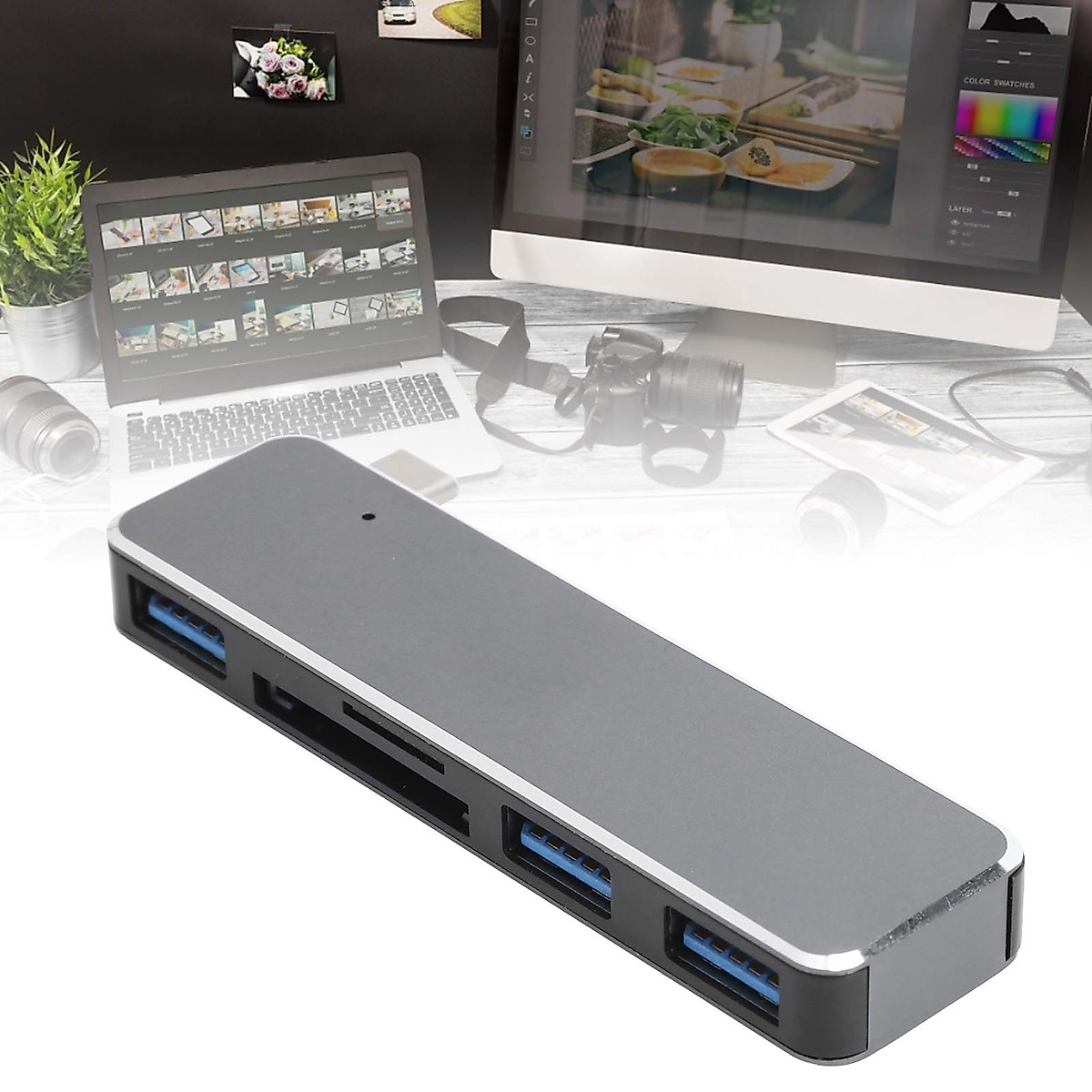 5-in-1 USB C Adapter,5 in 1 Hub Aluminum Alloy Docking Station,TypeC to Memory Card Network Adapter,TypeC Hub Multifunction Docking Station Electronic Adapter