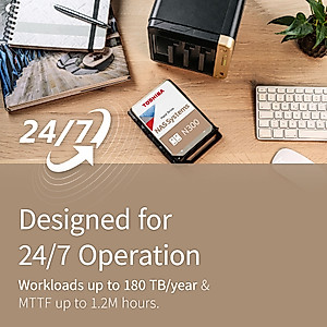 Toshiba 6TB N300 Internal Hard Drive - NAS 3.5 Inch SATA HDD Supports Up to 8 Drive Bays Designed for 24/7 NAS Systems, New Generation (HDWG480UZSVA)