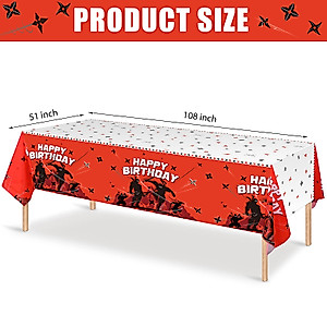 3 Pieces Ninja Pattern Tablecloths, Ninja Birthday Party Supplies Disposable Plastic Rectangular Ninja Themed Table Covers for Teens Birthday Party Decorations, 108 x 54 Inches