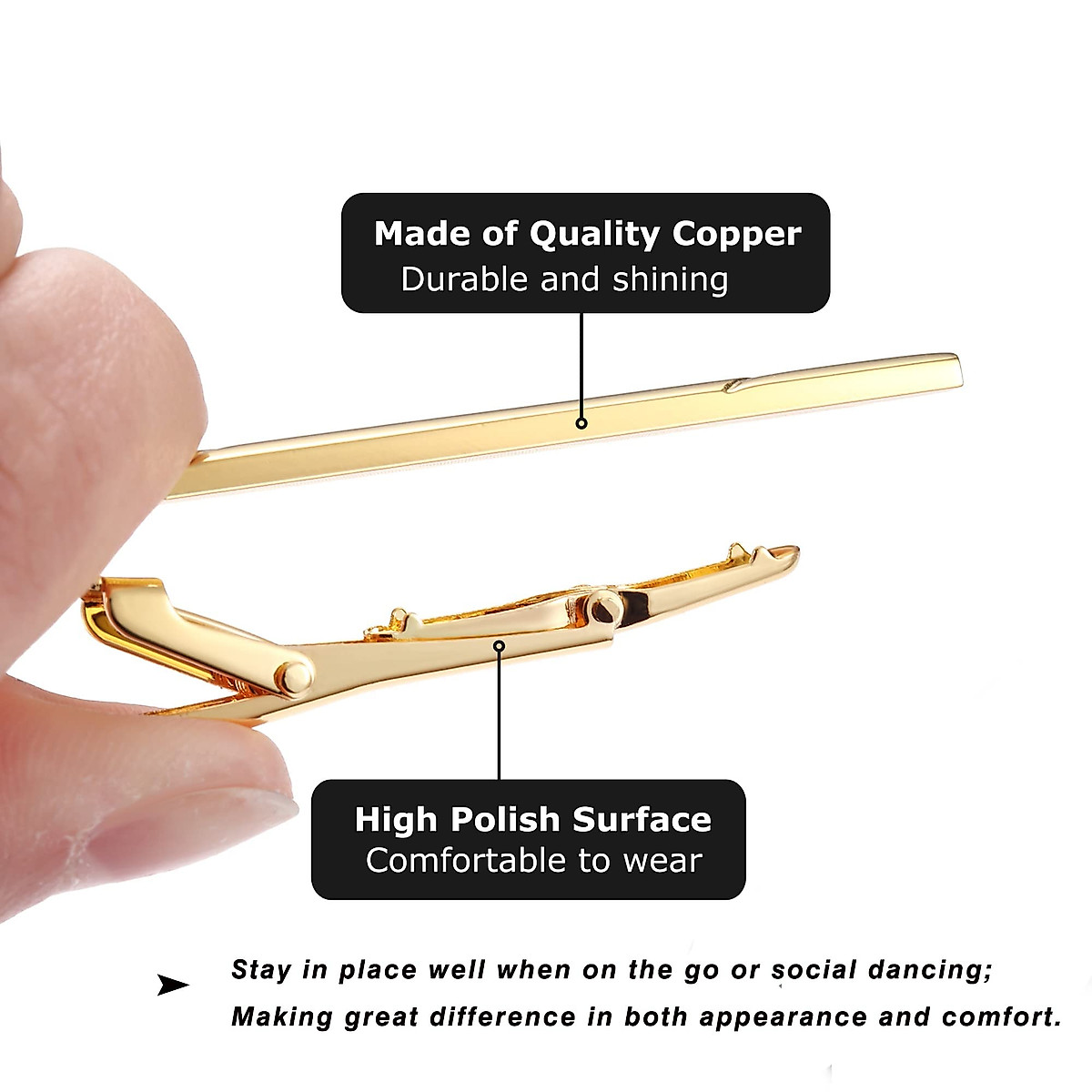 Jstyle 10pcs Tie Clips for Men Tie Bar Clip Set for Regular Ties Necktie Wedding Business Clips A