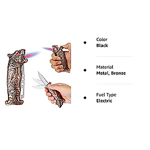 Relquatty Jet Torch Lighter, Windproof Lighter Tiger Cool Design for Gift, Exquisite Packaging, Refillable Butane Lighters,Suitable for Festival,Birthday, Candle, Gifts for Men