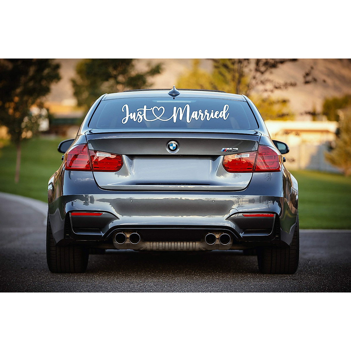 Vinyl Decal 26X5 Just Married Car Decorations, Removable, Elegant Just Married Decorations Add Sparkle to Any Event, Bridal Shower, Church Wedding Reception, Honeymoon Getaway