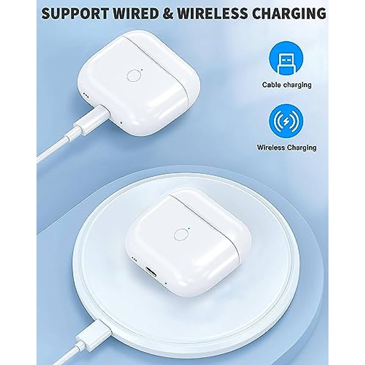 Wireless Charging Case Replacement Compatible with AirPod 3rd Generation, Air Pod 3 Charger Case with Bluetooth Pairing Sync Button Without Earbuds, White