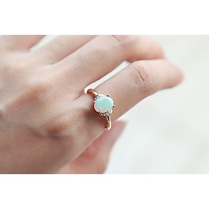 Gin & Grace 10K Rose Gold Natural Australian Opal & Diamond (I1,I2) (Size 10) Propose Promise Ring for Women