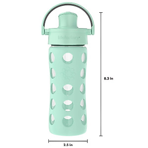 Lifefactory 16-Ounce Glass Water Bottle with Active Flip Cap and Protective Silicone Sleeve, Mint