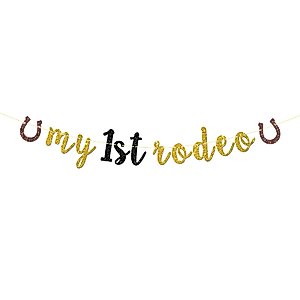 My 1st Rodeo Banner Western Cowboy Cowgirl 1st Birthday Sign Baby One Year Old Birthday Party Decoration Wild West Baby Shower Party Banner
