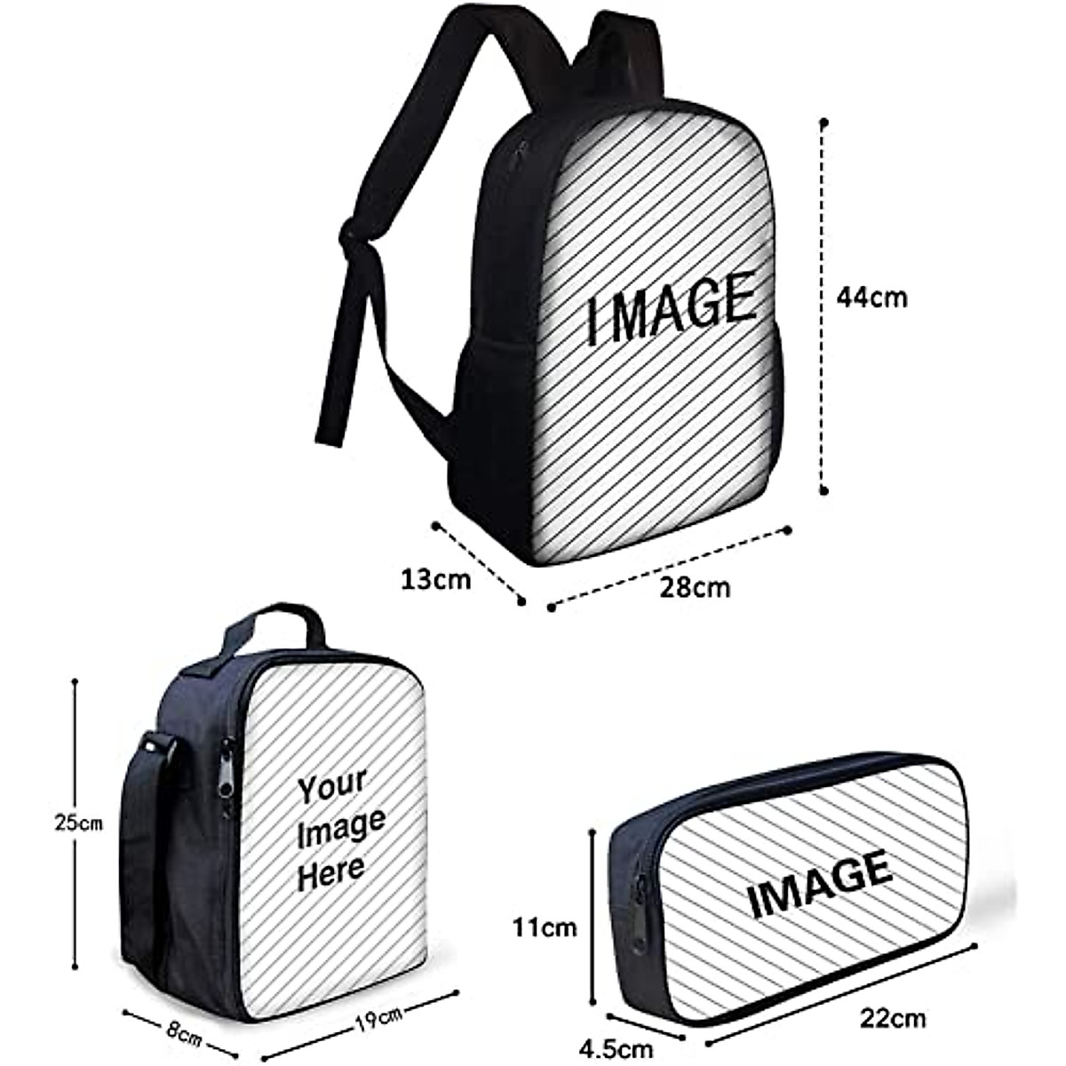 Poceacles 3 Pieces Backpack Set, Soccer Ball Print School Bags Boys Daypack with Lunch Box and Pencil Pouch