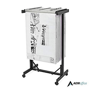 Adir Mobile Blueprint Storage - Horizontally Adjustable Vertical Poster Display Rack/Plans Holder - File Organizer Stand for Home, Office (Black)