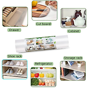 Shelf Liner Kitchen Drawer Mats, Double Sided Non-Slip Drawer Liner, Washable Oil-Proof Refrigerator Mats Non-Adhesive Liner Table Place Mats for Cupboard, Cabinet, Drawer (11.8 x 78.7 inches)