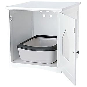 TRIXIE Litter Box Enclosure, Hidden Kitty Litter Box Cabinet, Furniture Style, White,(19.84 LBS)