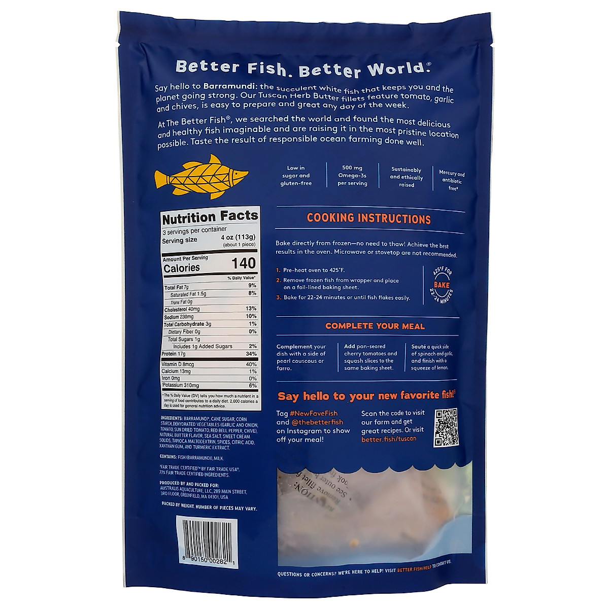 The Better Fish Tuscan Herb Barramundi Filet, 12 OZ