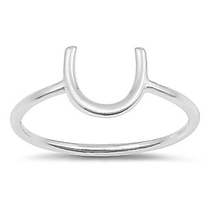 Horseshoe Good Luck Dainty Simple Fun Ring .925 Sterling Silver Band Size 4