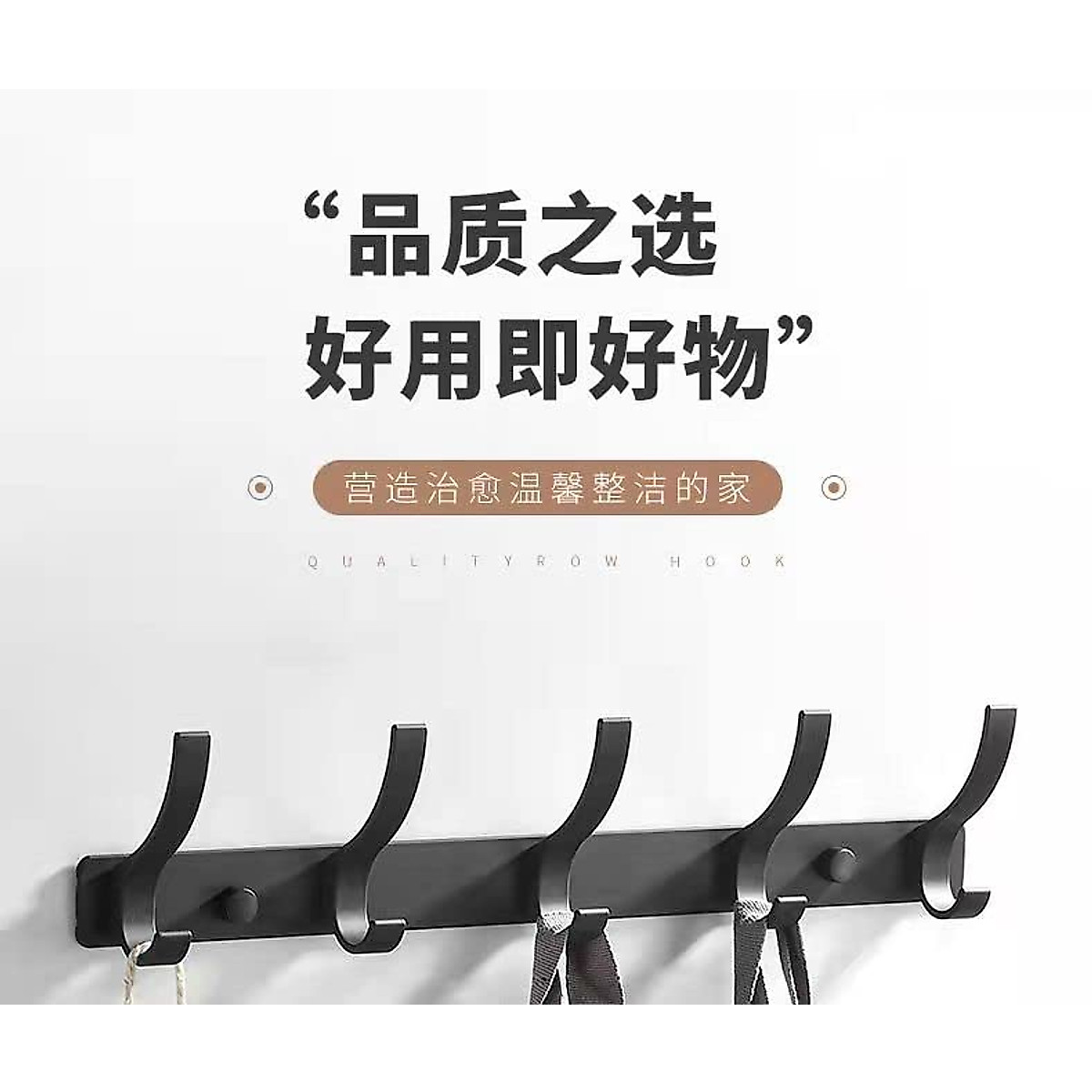 Hook Hanger with 5 Heavy Duty Metal Hooks for Hanging Coats Towels Hats Clothes, Suitable for Bedroom,Kitchen,Restroom,Bathroom Etc,Wall Mounted,Black