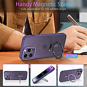 DUEDUE for iPhone 14 Pro Magnetic Case with Invisible Stand [Compatible with Magsafe], Full Body Protective Cover Slim Shockproof Kickstand Phone Case for Apple iPhone 14 Pro 6.1", Purple