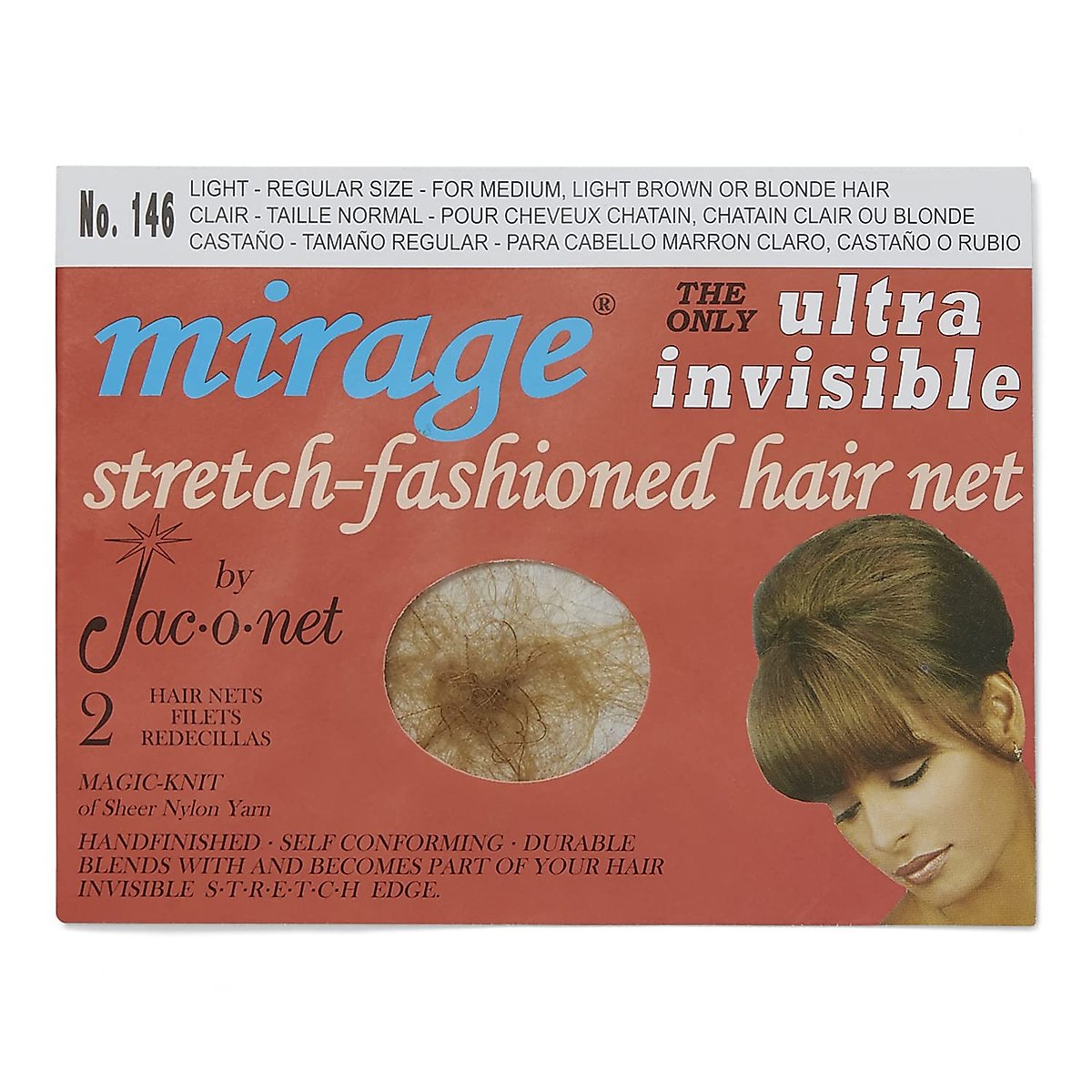 Hair Net Jac-O-Net Mirage Ultra-Invisible Light,2 Per Pack [Pack of 12]