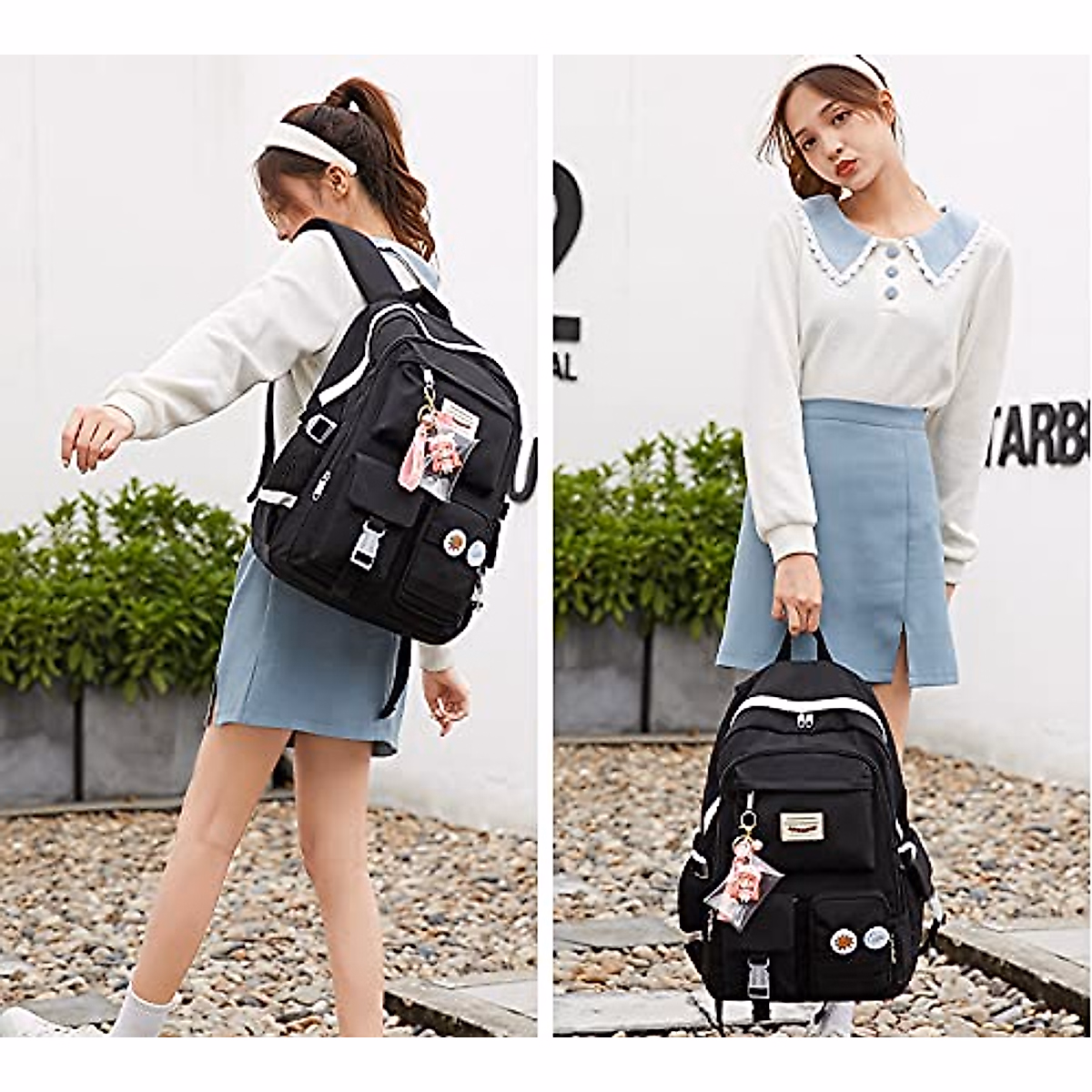 Makukke School Backpacks for Teen Girls - Laptop Backpacks 15.6 Inch College Cute Bookbag Anti Theft Women Casual Daypack,White