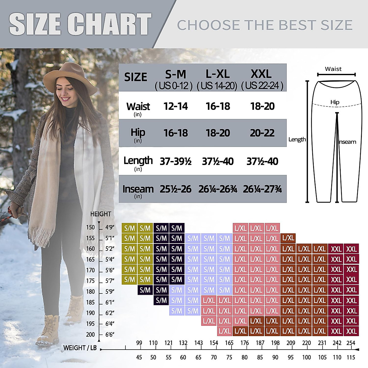 3 Pack Fleece Lined Leggings Women High Waisted Warm Winter Yoga Pants for Women Thermal Running Workout Leggings