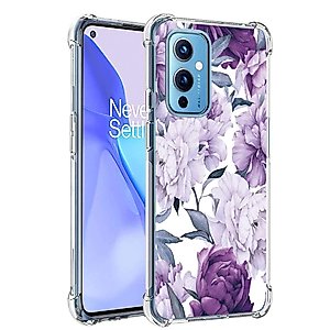 FollmeAir for Oneplus 9 5G Case (Not fit Oneplus 9 Pro), Slim Flexible TPU Bumper Shock Absorption Rubber Soft Silicone Case Cover Fit for Oneplus 9 5G (Purple Flower)