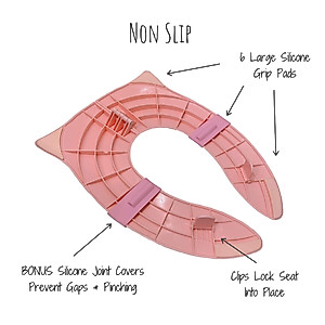 Hippypotamus Travel Potty Seat for Toddler - Pink Unicorn - Folding Potty Training Seat - Portable Toilet Seat Cover for Baby & Kids