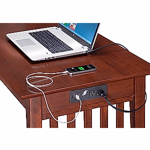 AFI AH12224 Mission Desk with Drawer and Charging Station, Walnut
