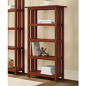 Mission 48" H Bookcase with 4 Shelves, Cherry