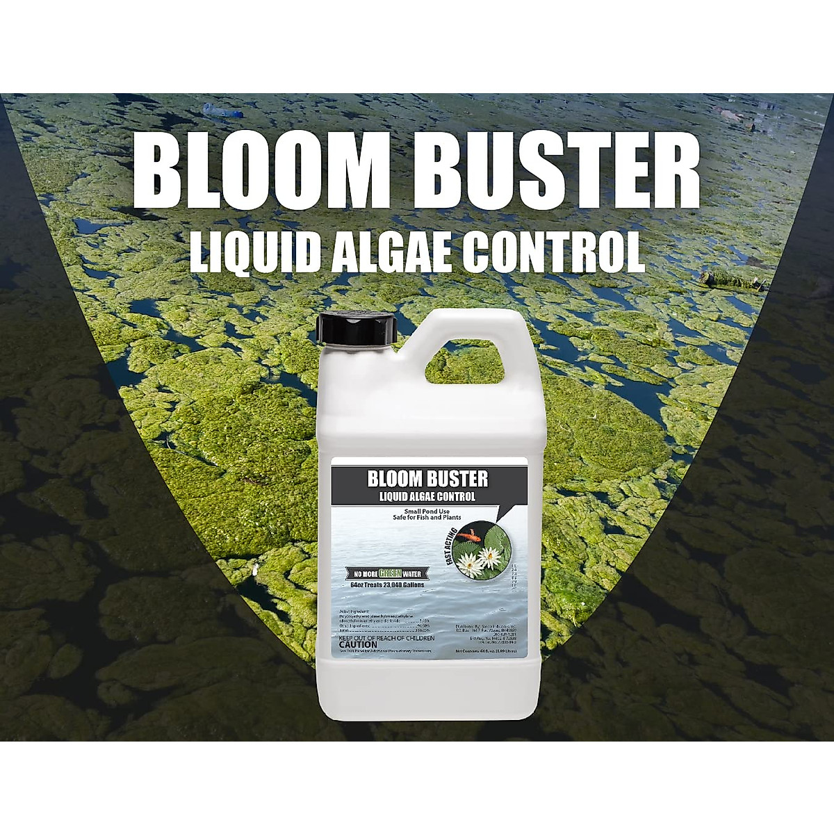 Bloom Buster Pond Algae Control - 64oz - Fast Acting Algaecide, Use in Fountains & Outdoor Ponds Containing Koi & Other Fish - EPA Registered