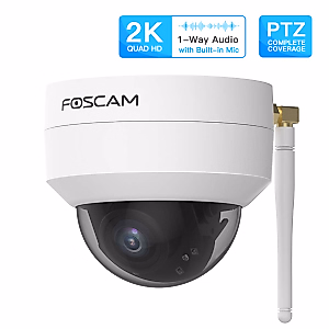 FOSCAM 4MP Outdoor Security WiFi Camera, 4X Optical Zoom PT Surveillance Dome Camera, Supports 2.4G/5G Dual-Band WiFi Connection, 66ft Night Vision, IK10, MicroSD Recording (128GB), White(VZ4)