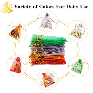 Moon Star Organza Bags 4x5, 50 Pcs Mesh Bags Drawstring, Small Mesh Gift Bags, Drawstring Gift Bags,Wedding Favor Bags,Candy Bags Pouches for Party, Birthday,Festival, Soaps, Makeup,Wrapping Supplies