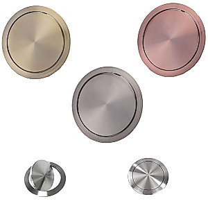 Stainless Steel Countertop Flush Built-in Flip-top Swing Cover Lid Trash Garbage Chute Kitchen Bath Top Grommet Bronze Red Gold (Titanium Black, Small)