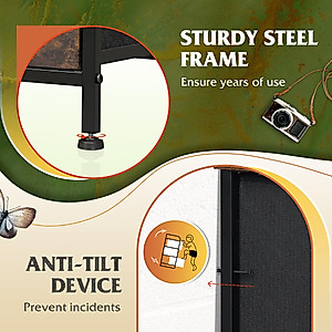 WLIVE Fabric Dresser for Bedroom with Open Shelves, Tall Dresser with 8 Drawers, Storage Tower with Fabric Bins, Chest of Drawers for Closet, Hallway, Rustic Brown Wood Grain Print