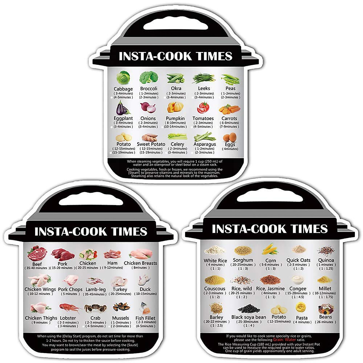 ZOWIE KING Kitchen Conversion Chart Cooking-Time Magnet - Air Fryer Magnetic Cheat Sheets Instant Pot Decals Refrigerator Magnets (Instant Pot & Air Fryer)