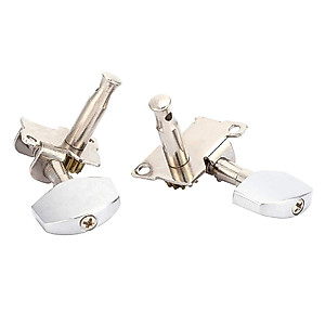 Bnineteenteam 2L2R Ukulele Tuning Peg,Silver Classical Machine Head Ukulele DIY Parts with Mounting Screws