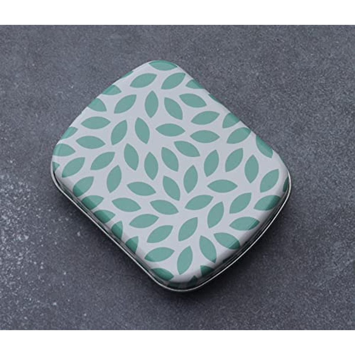 Ruwado 4 Pcs Small Storage Box Metal 6 x 5 x 1.5 cm Rectangle Empty Hinged Tins with Lid Organizers Containers for Earring Crafting Jewely Pills Home Hooks Small Items (Leaves)