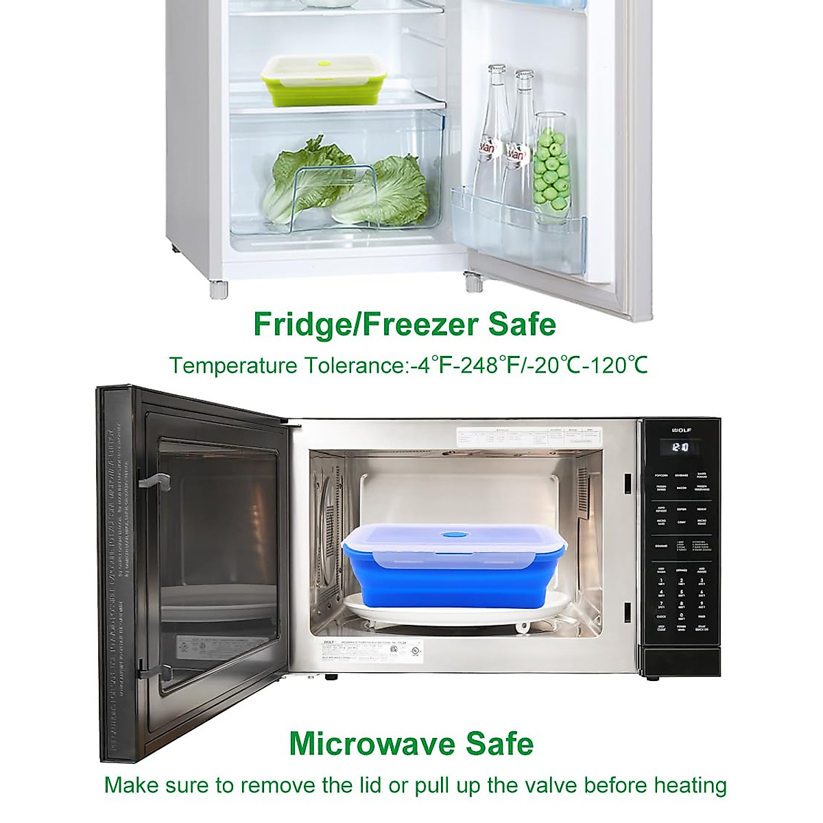 FUSMYE Set of 2 Extra Large Collapsible Silicone Food Storage Containers With Lids,82.8oz + 60.2oz Meal Box For Kitchen,Big Bento Lunch Boxes, Microwave,Dishwasher and Freezer Safe For Camping