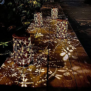 Solar Lanterns Outdoor Hanging Lantern Light, Cool Blue & Dragonfly Set (2 Pack)