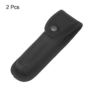 HARFINGTON 2pcs Nylon Pocket Knife Sheath 5.8" x 1.8" Horizontal Vertical Carry Belt Loop Multi-Tool Pouch Folding Knife Belt Sheath with Snap Closure for Outdoor Daily Use, Black