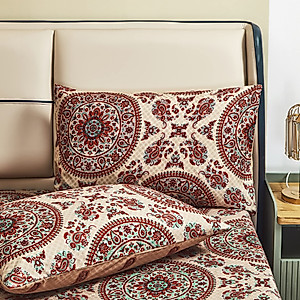 Tache Duvet Cover King Size Paisley Bohemian Boho Chic Medallion Mandala Boteh Reversible Duvet Cover, King