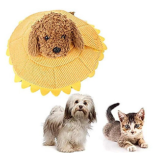 Cat Recovery Collar, Cute Sun Flower Soft Cat Cone Cones Elizabethan Collar for Dog Cat Kitten After Surgery, Wound Healing(L)