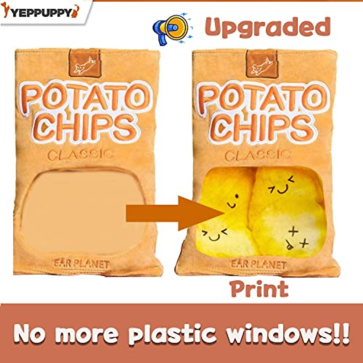 YEPPUPPY Snuffle Puzzle Plush Toys for Dogs–- Dog Enrichment, Mental Stimulation, Interactive Dog Toys-Stress Relief Toy for Natural Foraging Skills- Food Treat Sniff Toy (Potato Chips$ Bag)