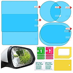 Car Rearview Mirror Waterproof Film - 6 Pieces Side Mirror Film Anti Fog Film for Car Rainproof Mirror Window Film Transparent Nano-Coated Protective Sticker for Cars Trucks Bus Side Windows