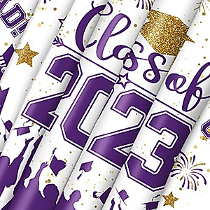 Erweicet Graduation Tablecloth 3Pcs, Graduation Party Decorations Supplies 2023 Class of 2023 Decorations Grad, We Did It Plastic Tablecloth Disposable, Purple Gold Graduation Table Cover -54"x108"