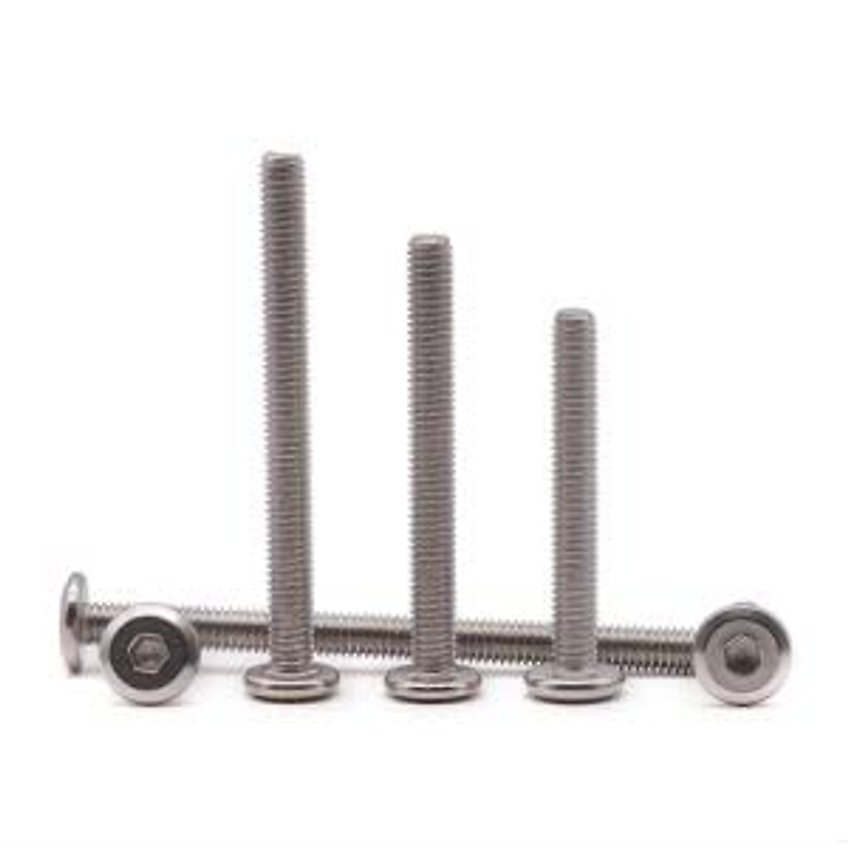 M6 x 10mm (50 PCS) Flat Round Head Socket Cap Screw, 304 Stainless Steel, Bright Finish, Full Thread, Connection Bolts, Furniture Screws 3D Printer Screws