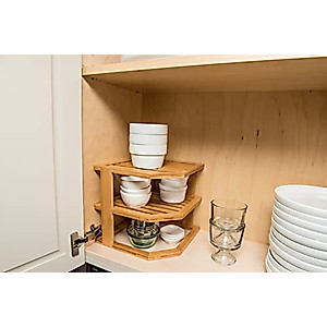 Lipper International 8883 Bamboo Wood 3-Tier Corner Kitchen Storage Shelf, 10" x 10" x 9-1/2"