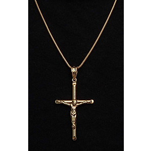 LooptyHoops Extra-Large 14k Yellow Gold Extra Large Crucifix Cross Pendant Charm, (57mm)