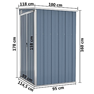 GOLINPEILO Metal Wall-Mounted Garden Shed, Metal Outdoor Storage Cabinet with Double Doors, Waterproof Tool Shed, Backyard Steel House for Garden, Patio, Lawn, Gray 46.5"x39.4"x70.1"