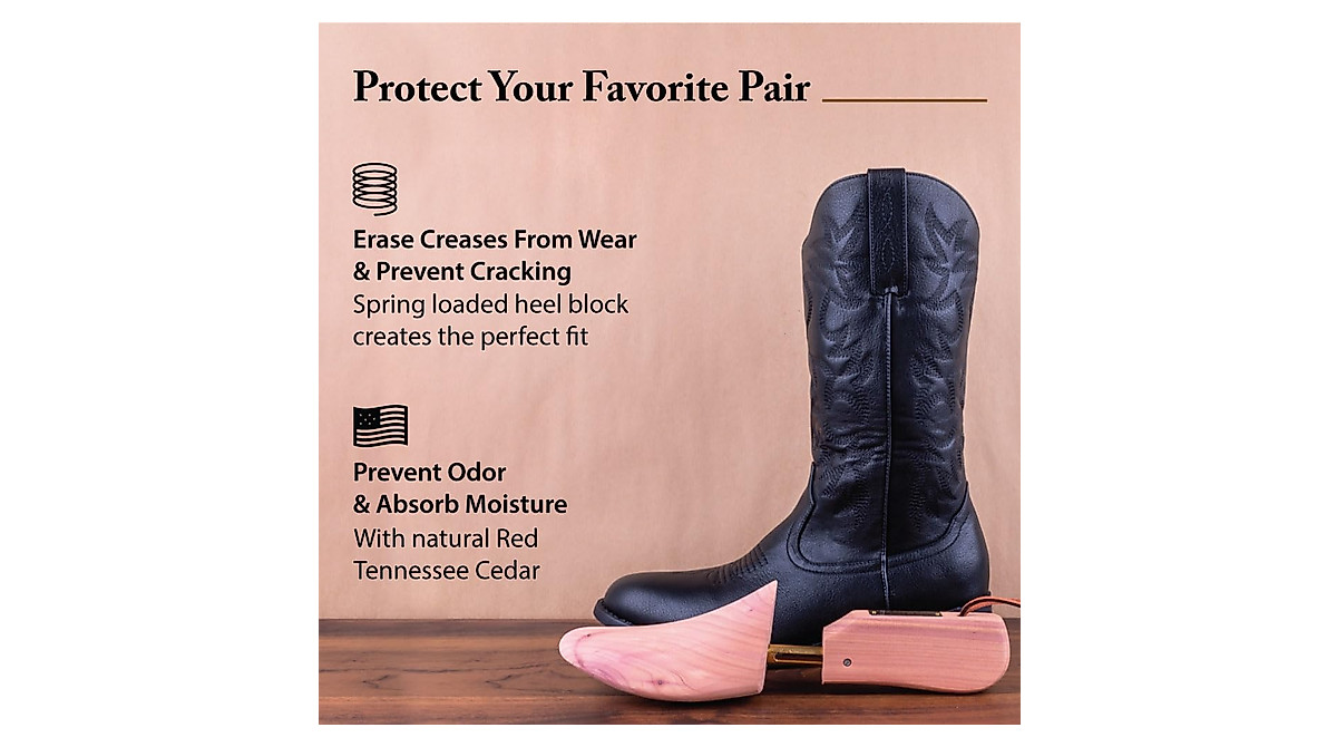 FootFitter Cedar Boot Trees for Cowboy Boots - Size 12.5-15