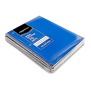 Amazon Basics College Ruled Wirebound Spiral Notebook, 70-Sheet - 5-Pack, Assorted Solid Colors