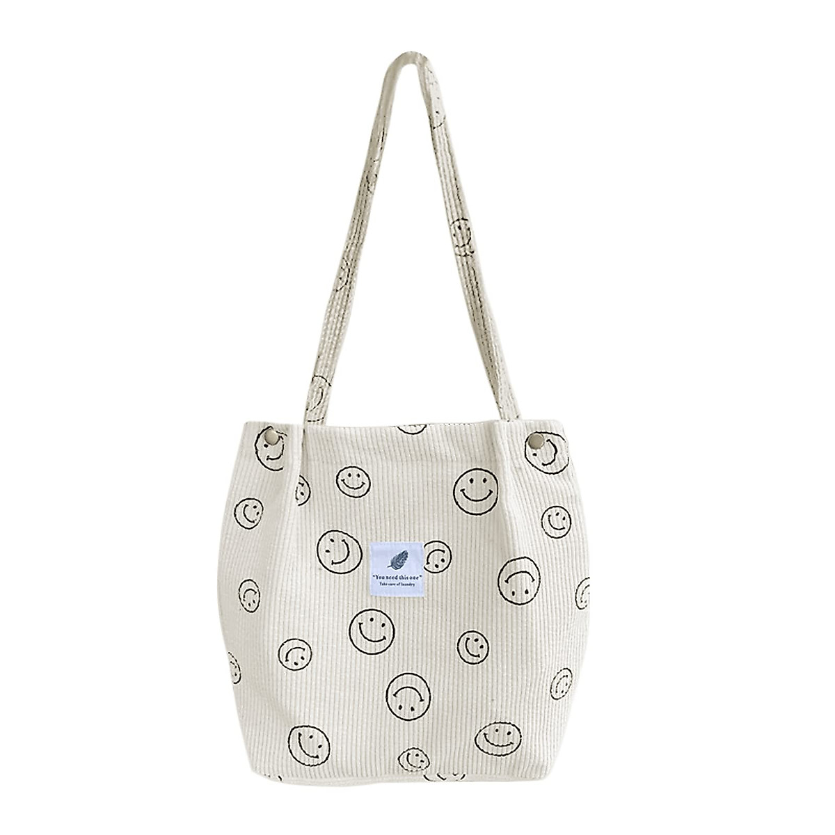 JARKJARD Corduroy Tote Bag Aesthetic Cute Tote Bags Large School Shoulder Bags for TeenGirls Trendy Stuff(Beige)