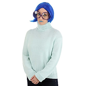Fun Costumes Disney and Pixar Inside Out Sadness Costume for Adults, Deluxe Women's Sadness Outfit for Halloween and Cosplay Large Blue