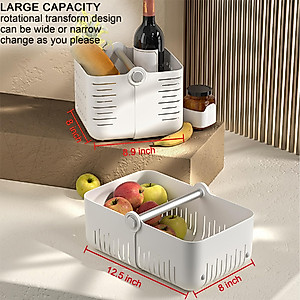 Domonic Home Shower Caddy Portable with Handle, Plastic Shower Caddy Dorm and Mesh Shower Caddy Set for College Dorm,Bathroom,Beach,Swimming,Gym, White